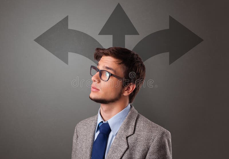 Business Person Choosing Direction Stock Image - Image of grey, pocket ...