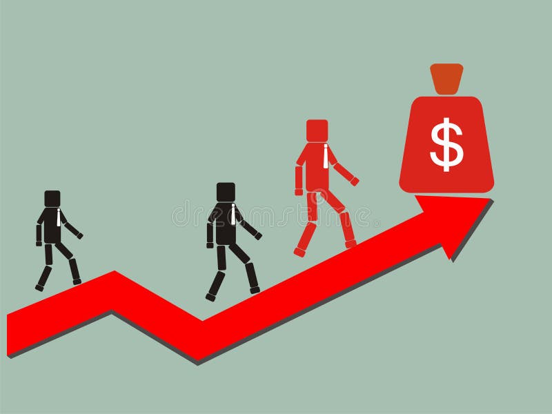 Business Person Climbing on Red Graph Arrow. Stock Vector ...