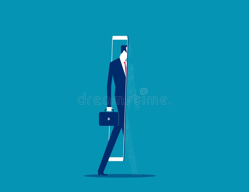 Business Person with Digital Evolution. Business Technology Vector Flat ...