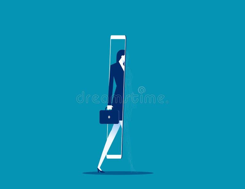 Business Person with Digital Evolution. Business Technology Vector Flat ...