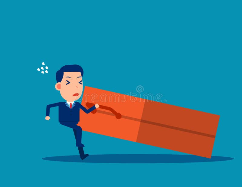 Business Person Dragging Huge Briefcase. Hard Working Concept Stock ...