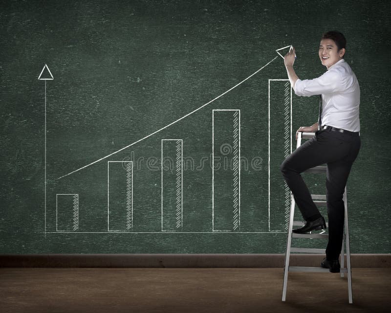 Business Person Drawing Chart on the Board Stock Image - Image of ...