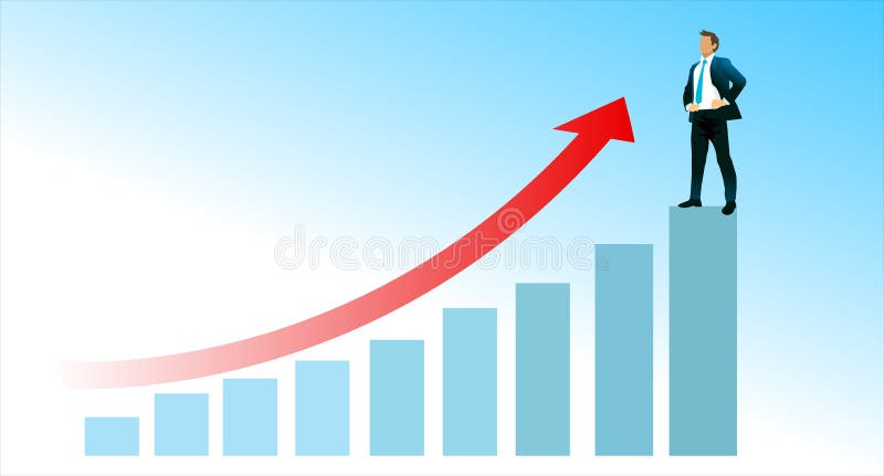 Business Person on a Graph, Representing Success and Growth Stock ...