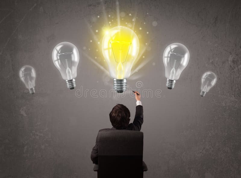 Business Person Having an Idea Light Bulb Concept Stock Image - Image ...