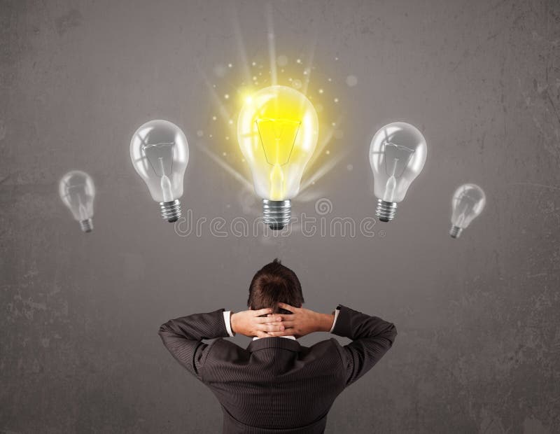 Business Person Having an Idea Light Bulb Concept Stock Image - Image ...