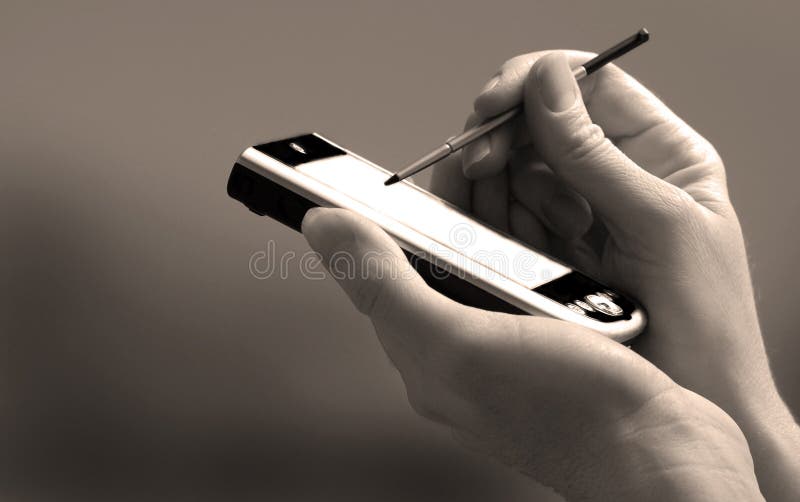 Using PDA with Pen stock image. Image of finance, black - 1547943