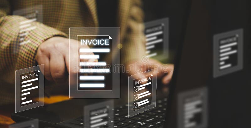 A Business Person Interacting with a Digital Invoice Interface ...