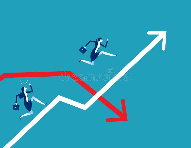 Business Person Jumping Pass the Arrow Graph Stock Vector ...