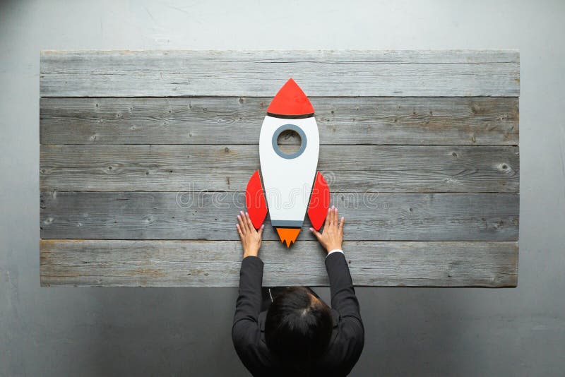 Business Person Launch Space Rocket Stock Photo - Image of business ...