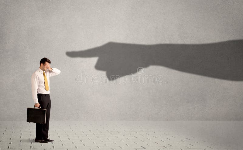 Business Person Looking at Huge Shadow Hand Pointing at Him Concept ...