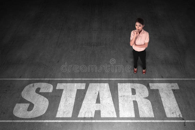 Business Person Looking Start Word Stock Image - Image of female, start ...