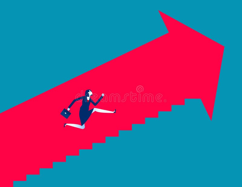 Business Person Move Up Path Success. Business Achievement Vector ...