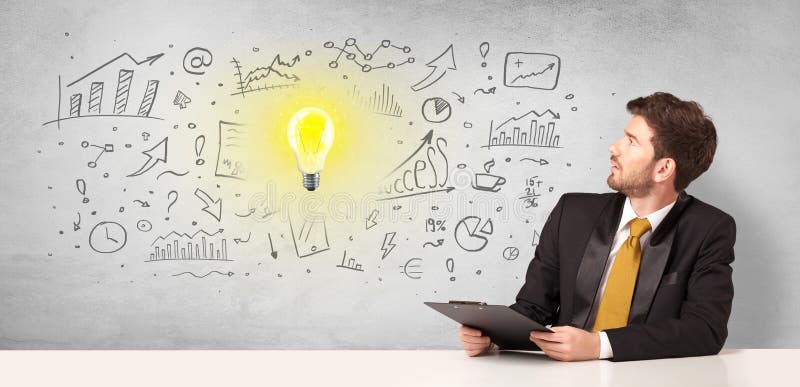 Business Person with New Idea Concept Stock Photo - Image of correct ...