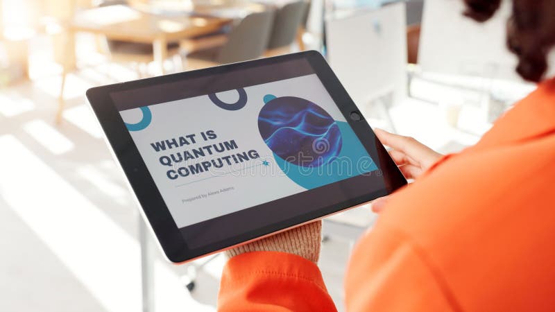 Business, Person and Screen of Tablet in Office for Quantum Computing ...