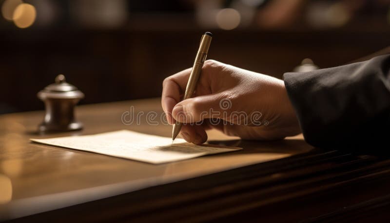 Business Person Sitting at Table, Planning Strategy with Diary and Pen ...