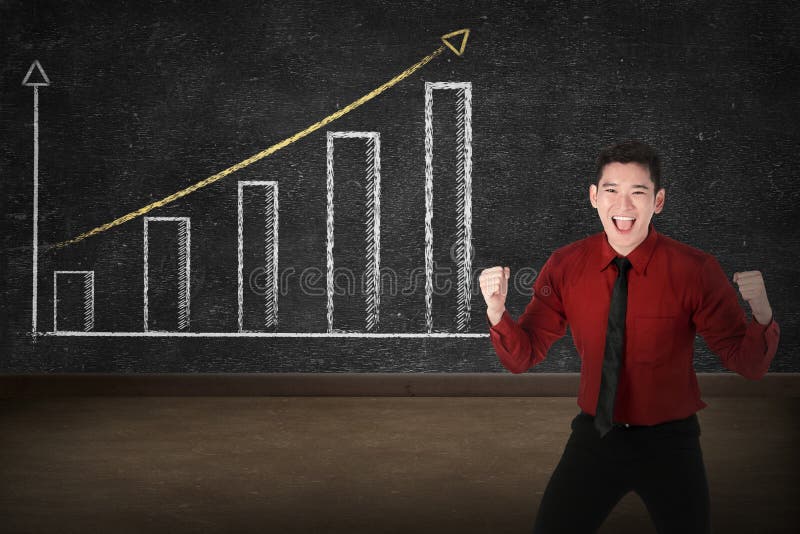 Business Person Smile Over Increasing Graph Stock Image - Image of ...
