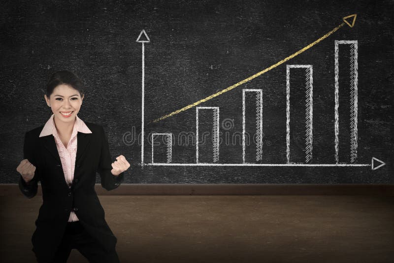 Business Person Smile Over Increasing Graph Stock Photo - Image of ...