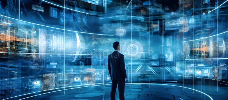 Man Standing in Front of the Electronic and Computer Terminals ...