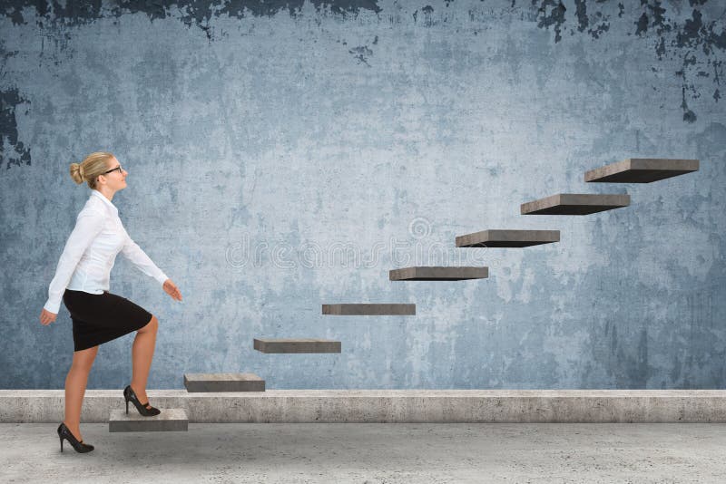 Business Person Stepping Up a Staircase. Stock Image - Image of walking ...