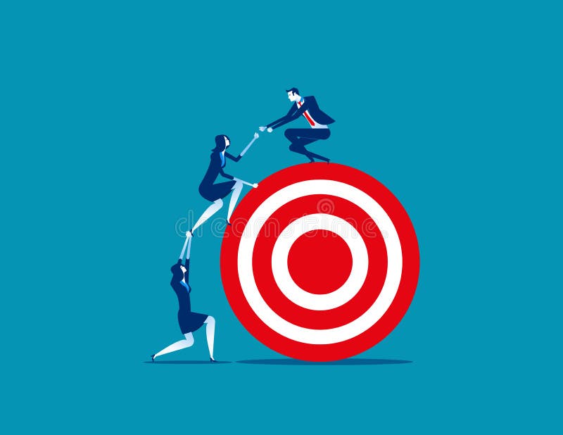 Work Towards Goals. a Team of Businessmen Running with Arrows for a ...