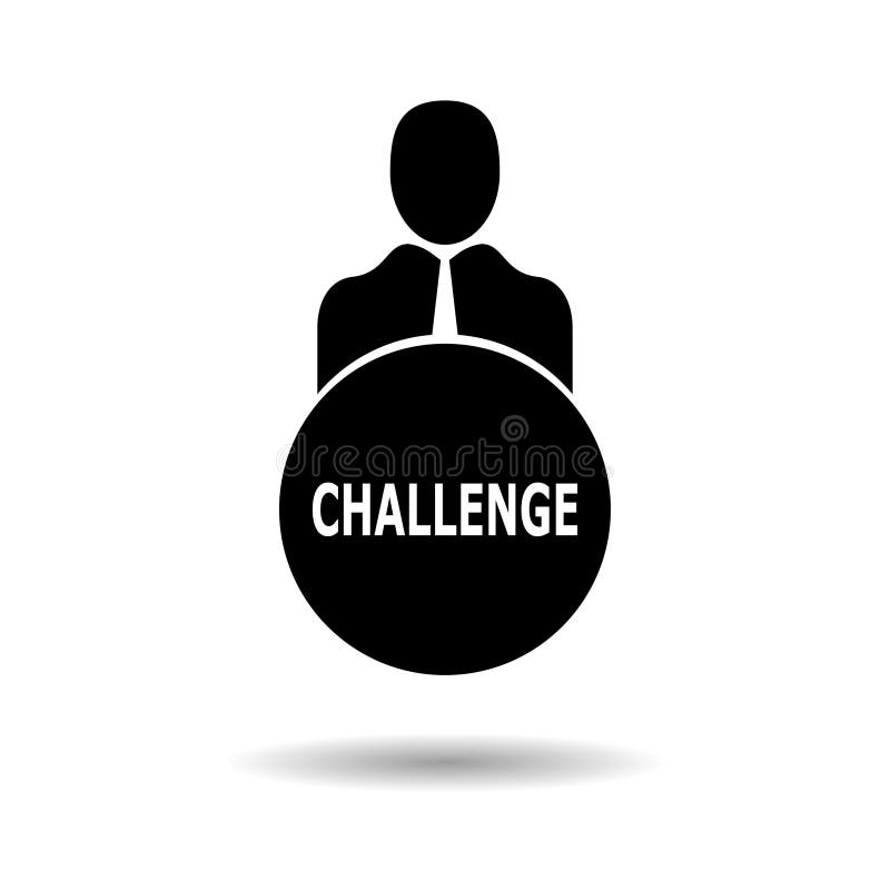 Business Person with Text CHALLENGE Flat Icon. Isolated on White ...