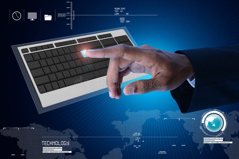 Business Person Touching Digital Keyboard Stock Image - Image of ...