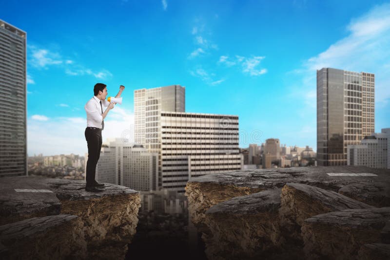 Business Person Using Bullhorn Stock Photo - Image of problem, shirt ...