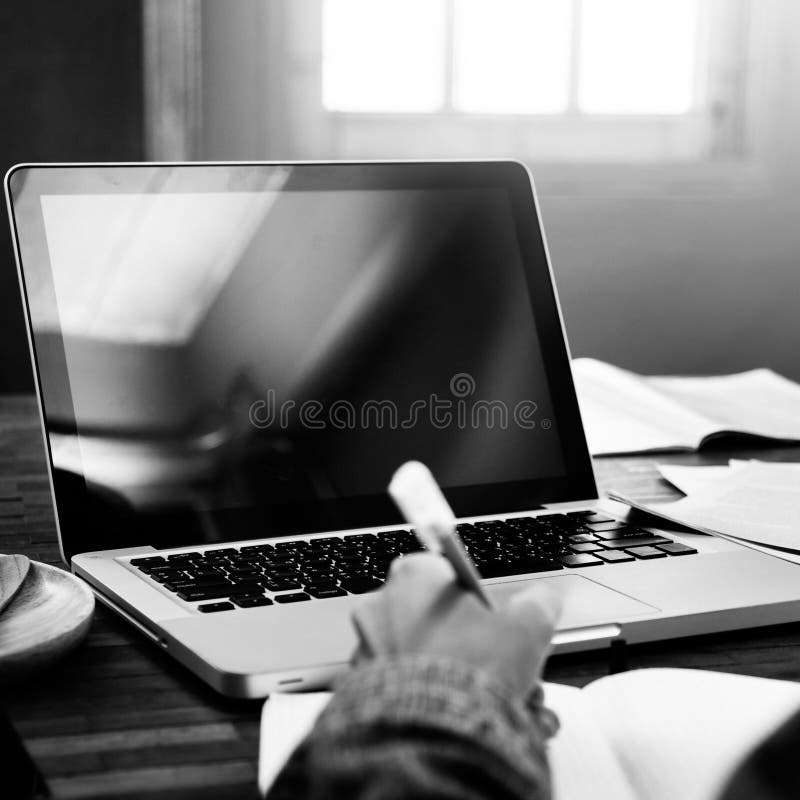 Business Person Using Laptop Computer. Stock Image - Image of document ...