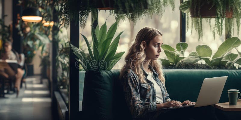 Business Person Using Laptop Computer in Luxury Hotel Lobby Candid View ...