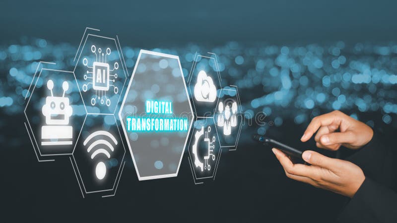 Business Person Using Smart Phone with Virtual Screen Digital ...