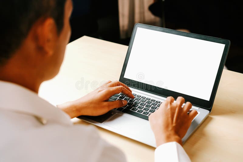 Business Person Worker Uses a Laptop Computer. Uds Stock Image - Image ...