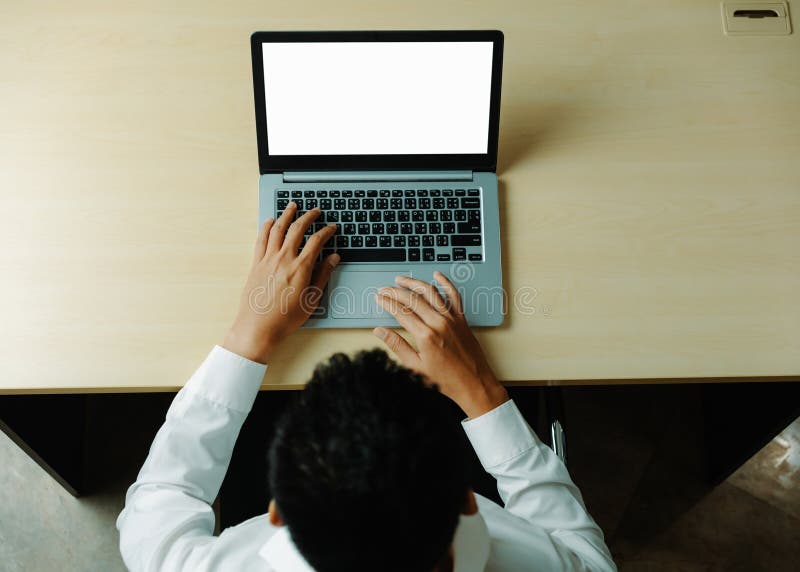 Business Person Worker Uses a Laptop Computer. Uds Stock Photo - Image ...