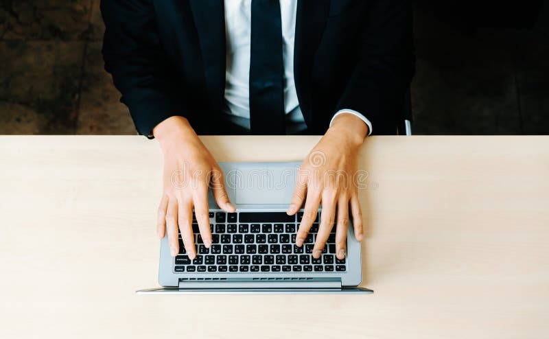 Business Person Worker Uses a Laptop Computer. Uds Stock Photo - Image ...