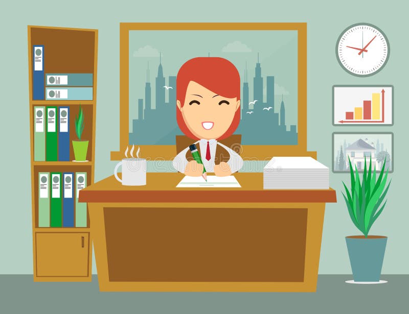 Business Person Working in Office Hour Stock Vector - Illustration of ...