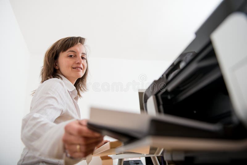 Business Person Working Woth Printer Stock Photo - Image of print ...