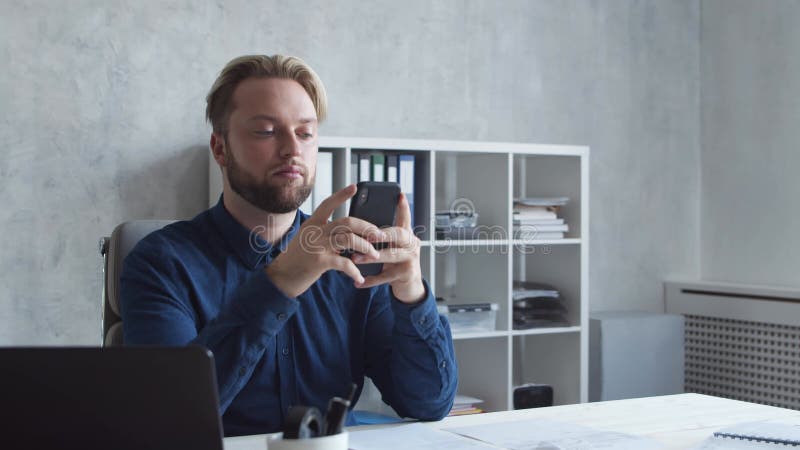 Business Persons is Work Alone in Modern Office Using Computer ...