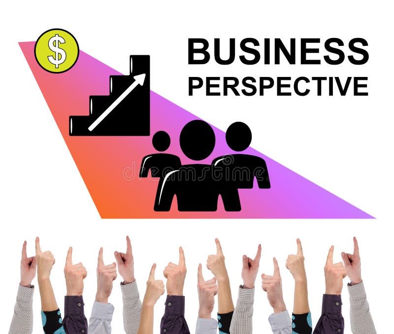 Business Perspective and Teamwork Concept. Cartoon Composition with ...