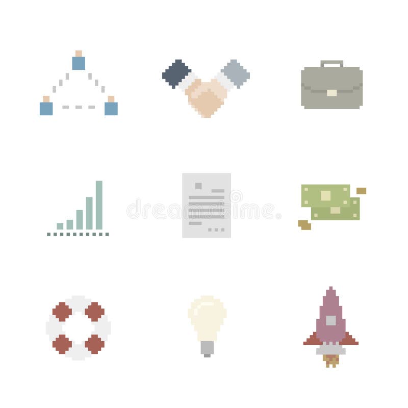 Business Pixel Art Icon Set Stock Vector - Illustration of design, help ...
