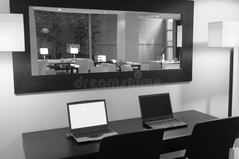 Business Place in a Restaurant Stock Image - Image of computer ...