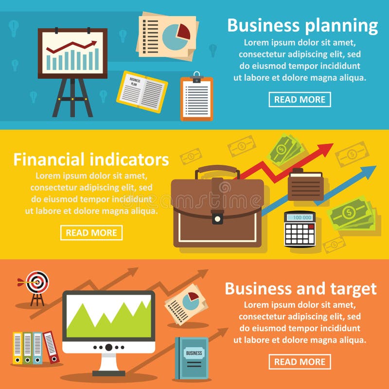 Business Plan Banner Horizontal Set, Flat Style Stock Vector ...