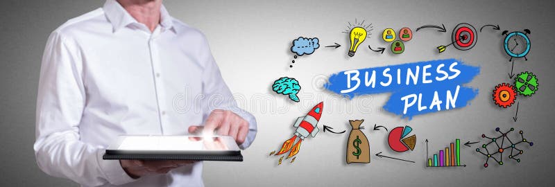 Business Plan Concept with Man Using a Tablet Stock Image - Image of ...