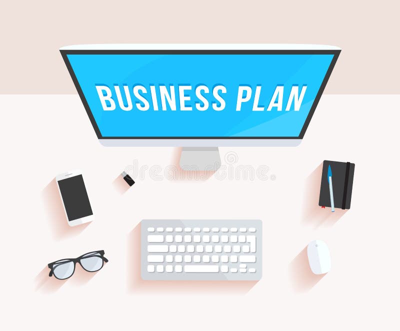 Business Plan Desktop Computer Stock Vector - Illustration of target ...
