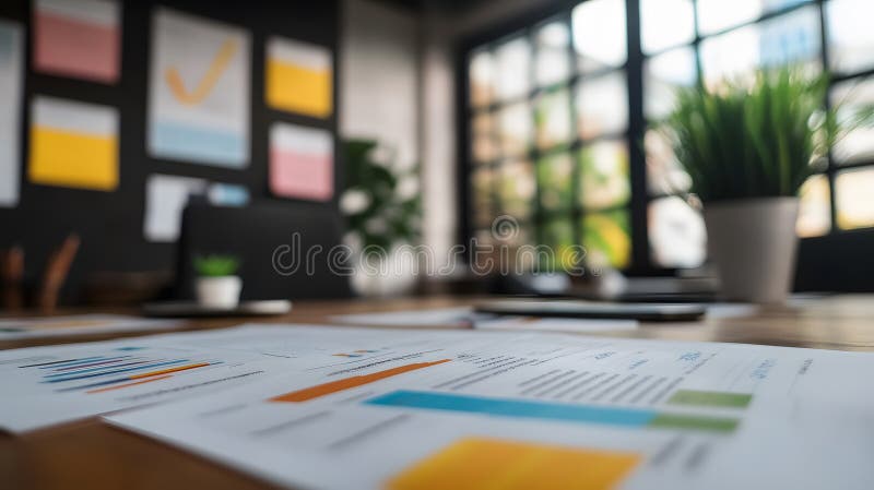 Business Plan Documents Spread Across Stock Illustration - Illustration ...