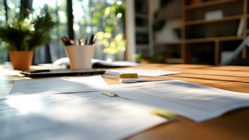 Business Plan Documents Spread Across Stock Illustration - Illustration ...