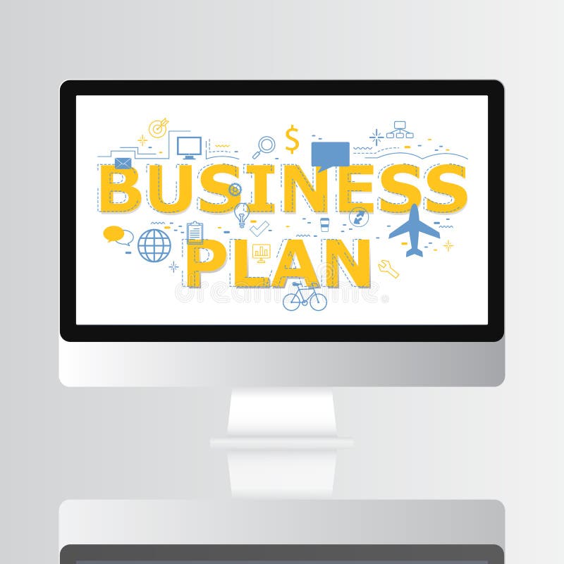 Business Plan Graphic on Computer Screen Concept. Stock Illustration ...