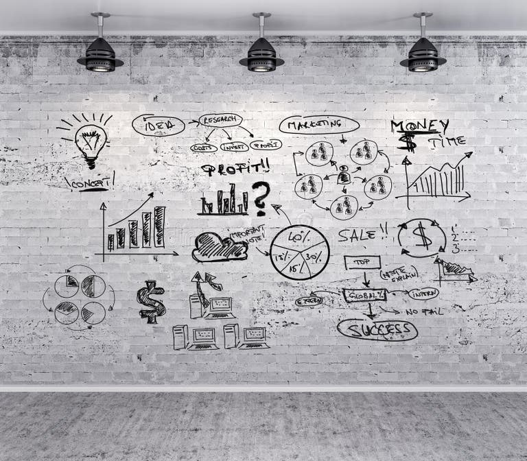 Business Plan on Grunge Wall Stock Illustration - Illustration of chart ...