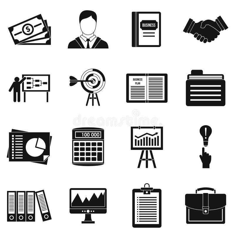 Business Plan Icons Set, Simple Style Stock Vector - Illustration of ...