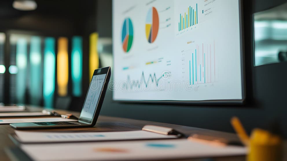 Business Plan Presentation with a Projector and Chart Stock ...
