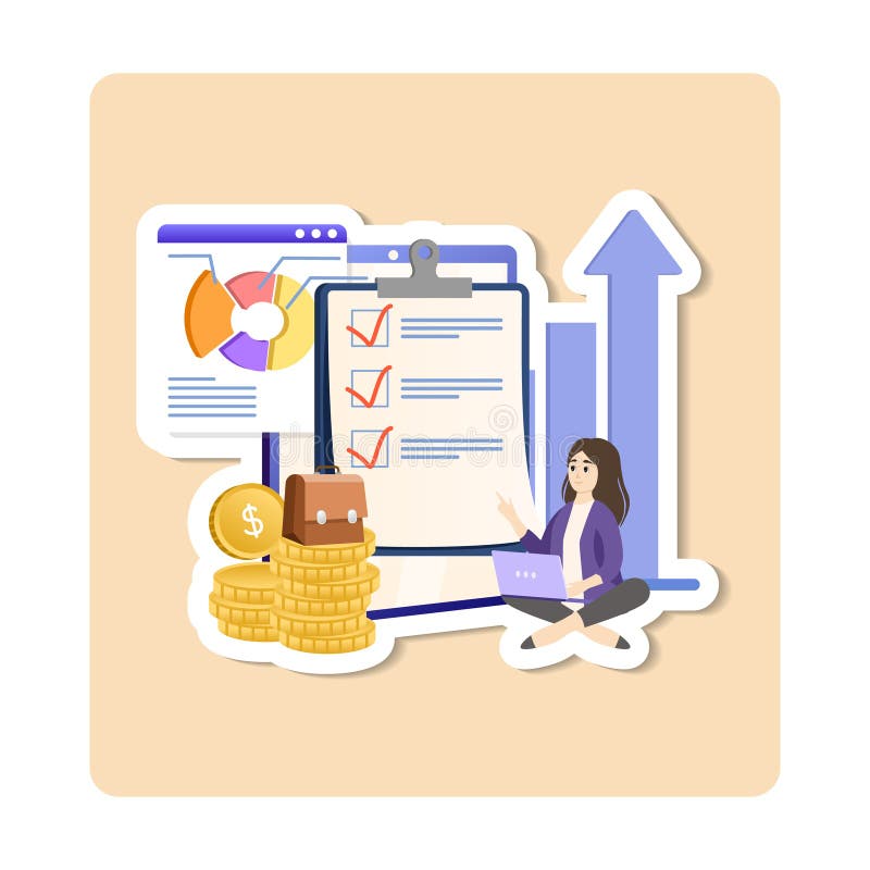 Business Plan Sticker Illustration. Project Task Management and ...