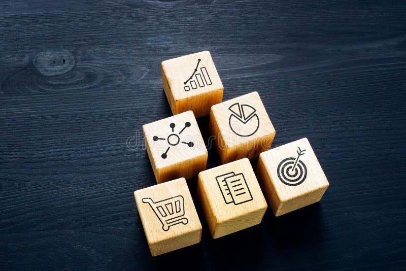 Business Plan or Strategy Concept. Pyramid Made of Wooden Cubes. Stock ...